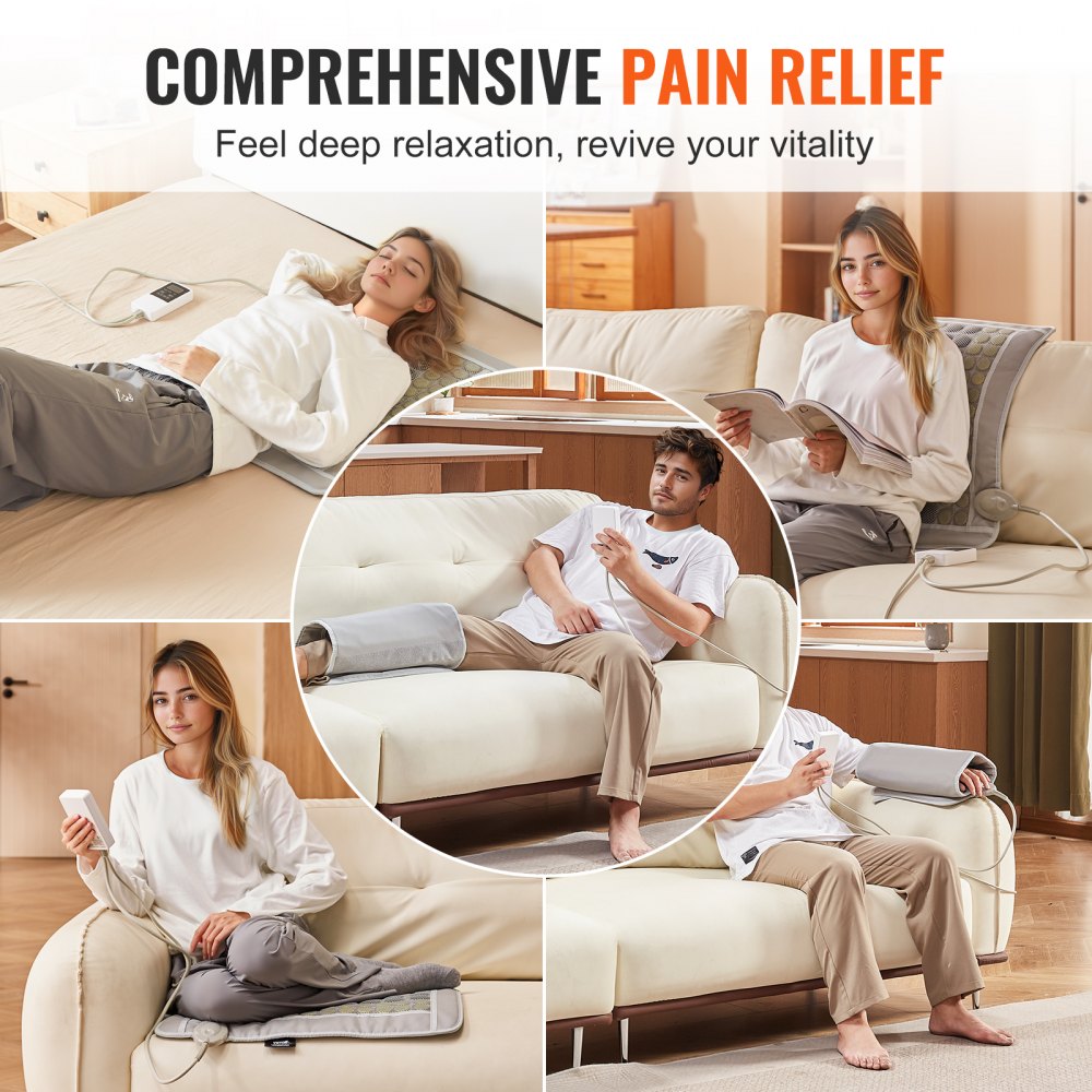 VEVOR Far Infrared Heating Pad 52 Natural Jade & 20 Tourmaline Stone ...