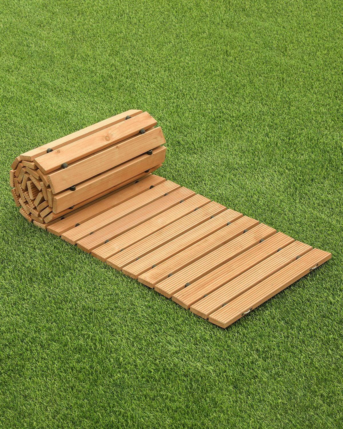 8 ft L x 17 in W Straight Wooden Garden Pathway Roll Out Garden Walkway ...