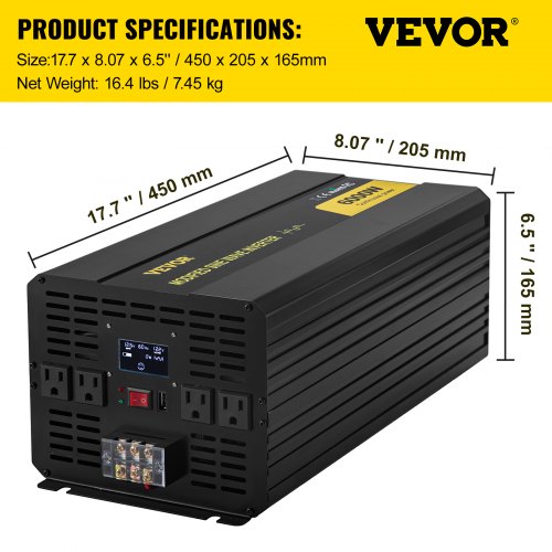 VEVOR Modified Sine Wave Power Inverter 6000W 12000W dc 12V to 120V ac ...