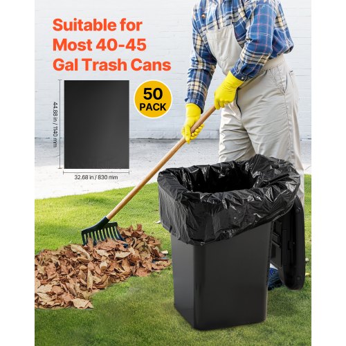VEVOR Contractor Trash Bags, 40-45 Gallon Heavy Duty Contractor Trash ...