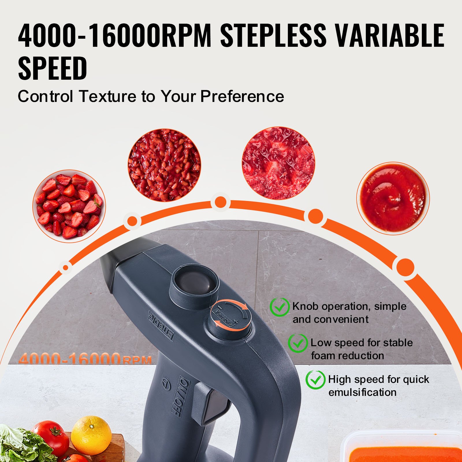 VEVOR Commercial Immersion Blender 350W Heavy Duty Hand Mixer for Soup ...