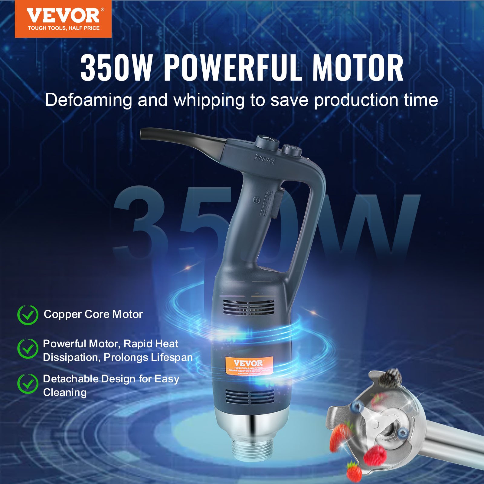 VEVOR Commercial Immersion Blender, 350W Heavy Duty Hand Mixer, 10 inch ...