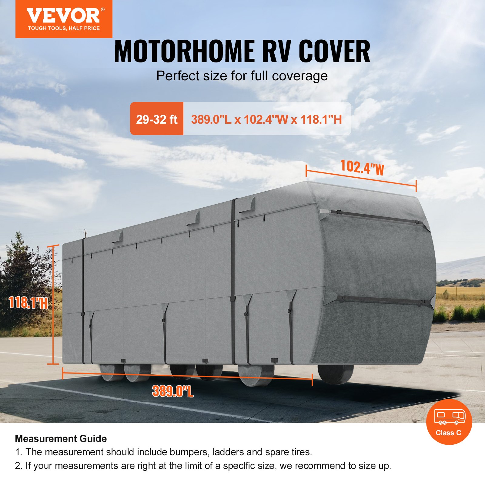 VEVOR Class C RV Cover Motorhome Cover 29-32 ft Oxford Fabric Motorhome ...