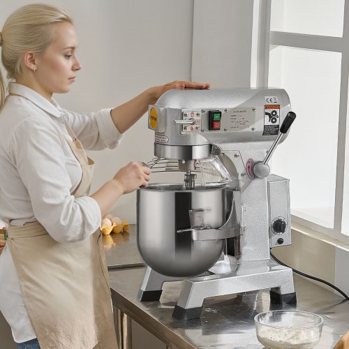 VEVOR Commercial Food Mixer, 10L Commercial Stand Mixer with 3 ...