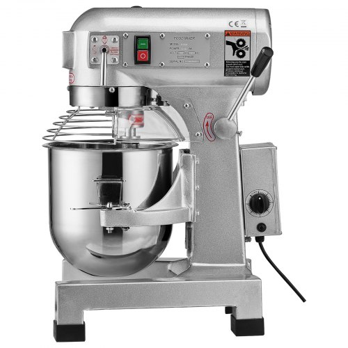 VEVOR Commercial Food Mixer, 10L Commercial Stand Mixer with 3 Adjustable Speeds, 550W Dough ...