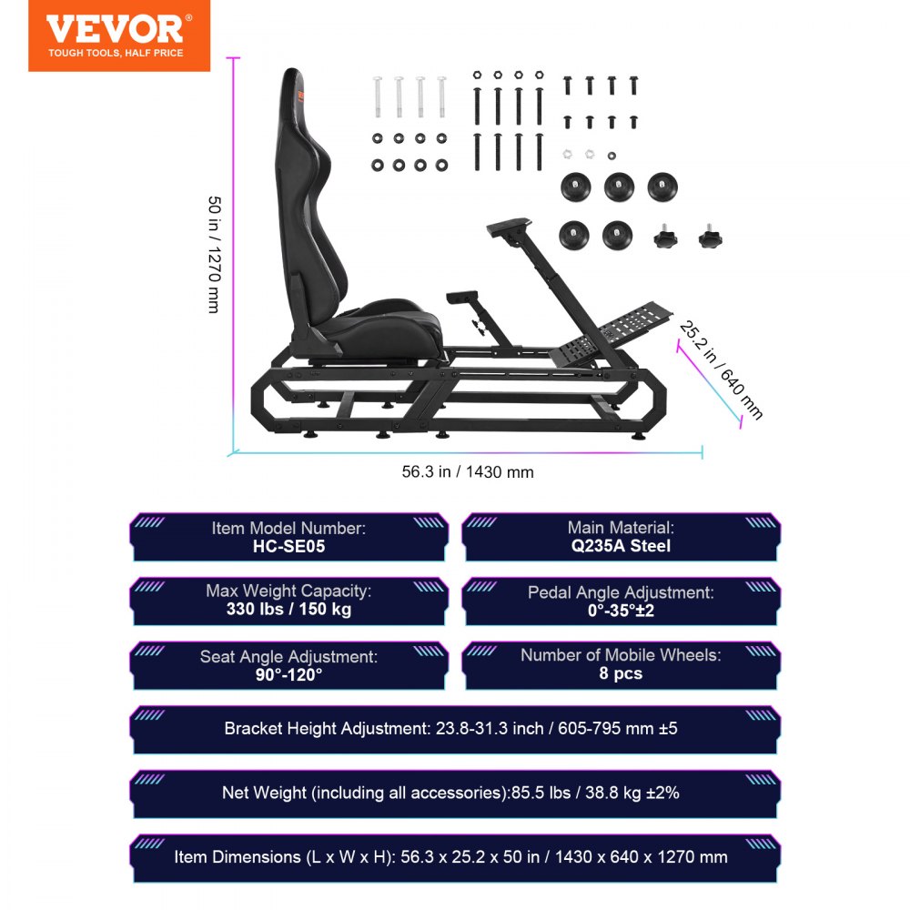 VEVOR Heavy Duty Racing Wheel Stand for Logitech G923/G920/G29 ...