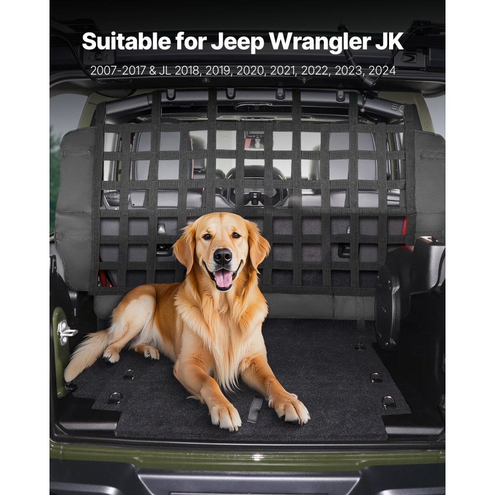 VEVOR Dog Car Barrier, Mesh Cargo Pet Net for Jeep Wrangler JK 2007 ...