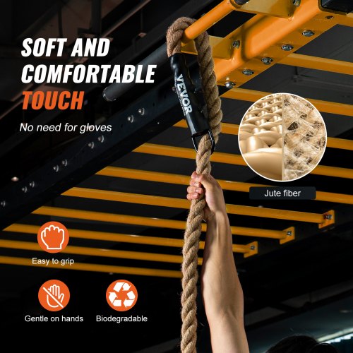 VEVOR 1.5"x15FT Gym Climbing Rope Fitness Strength Training Rope Home ...