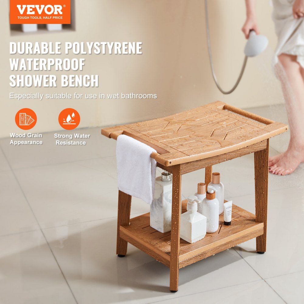 VEVOR Poly Lumber Shower Bench 21 x 14 x 18.5 in Shower Stool Chair for ...