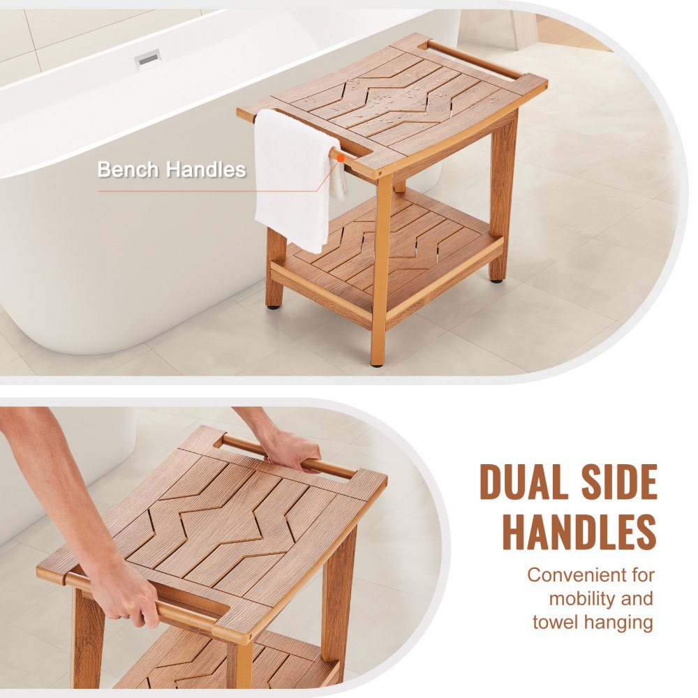 VEVOR Poly Lumber Shower Bench 21 x 14 x 18.5 in Shower Stool Chair for ...