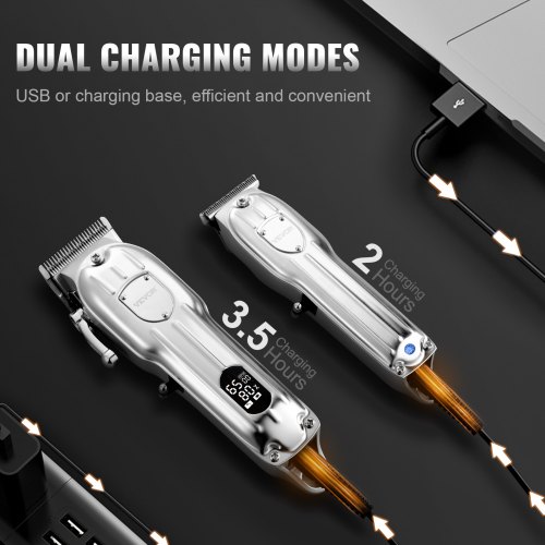 VEVOR Professional Hair Clipper for Men, Cordless Barber Clippers and ...