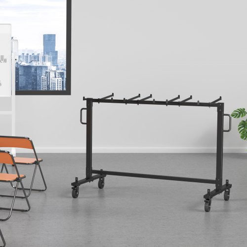 VEVOR Folding Chair Cart, Single Layer Mobile Stackable Chair Dolly ...