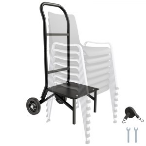 Folding Chair Rack Cart for 10 Chairs of 150 LBS Push-Style Chair Dolly ...