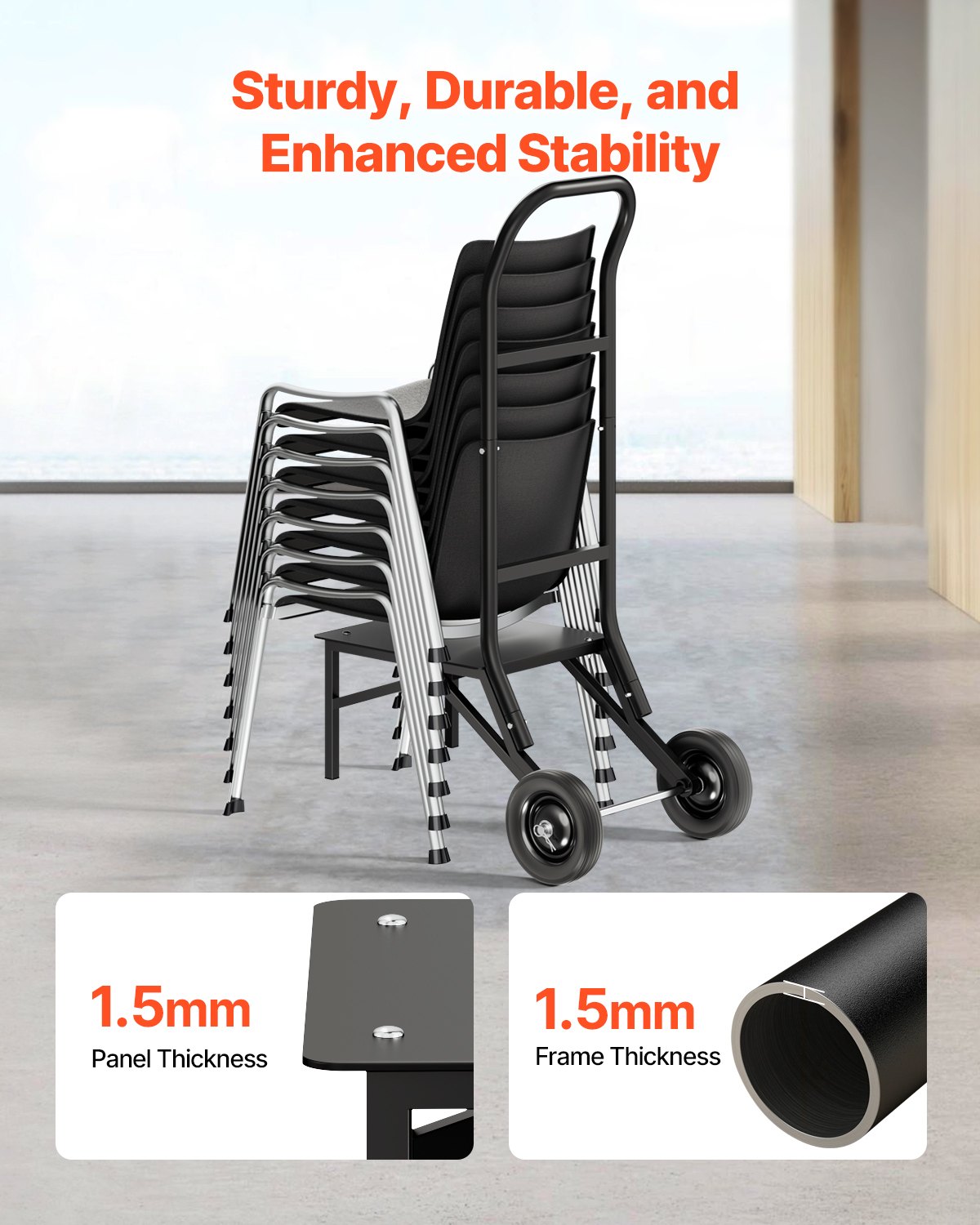 VEVOR Dolly Cart for a Folding Chair — Heavy-Duty Rack