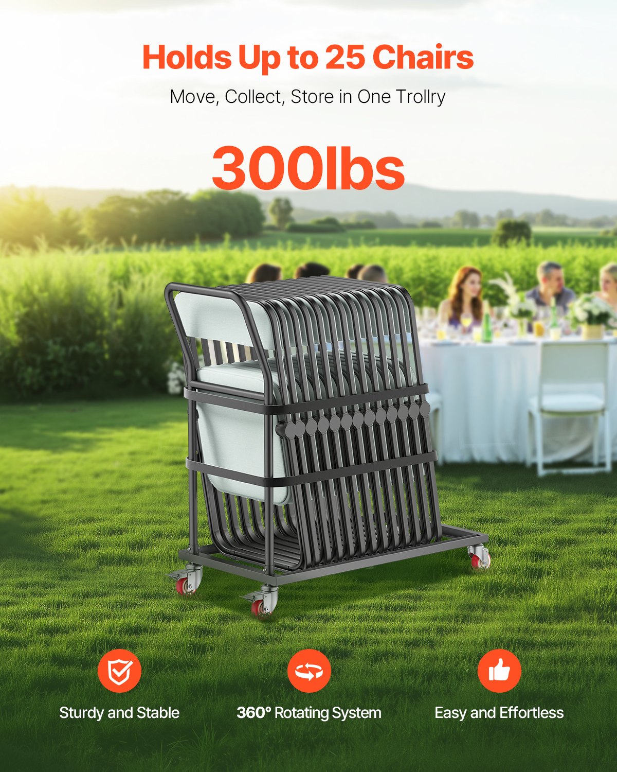VEVOR Folding Chair Rack, 300 LBS Capacity, L-shape Vertical Placement ...