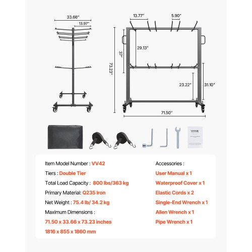 Folding Chair Rack Cart for 84 Chairs/ 12 Tables+42 Chairs of 800 LBS ...