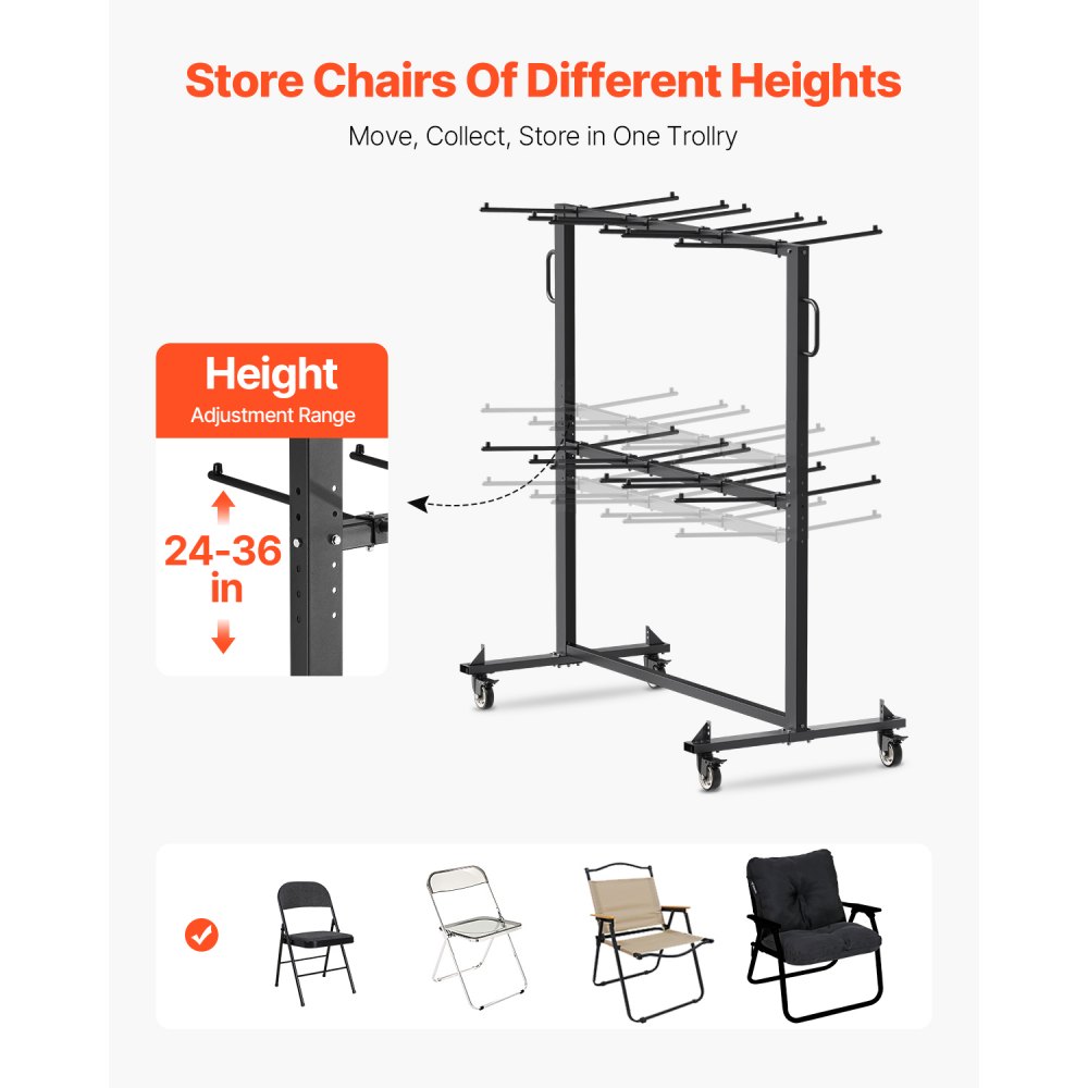 VEVOR Folding Chair Cart on Wheels – 800 lbs, 84 Chairs