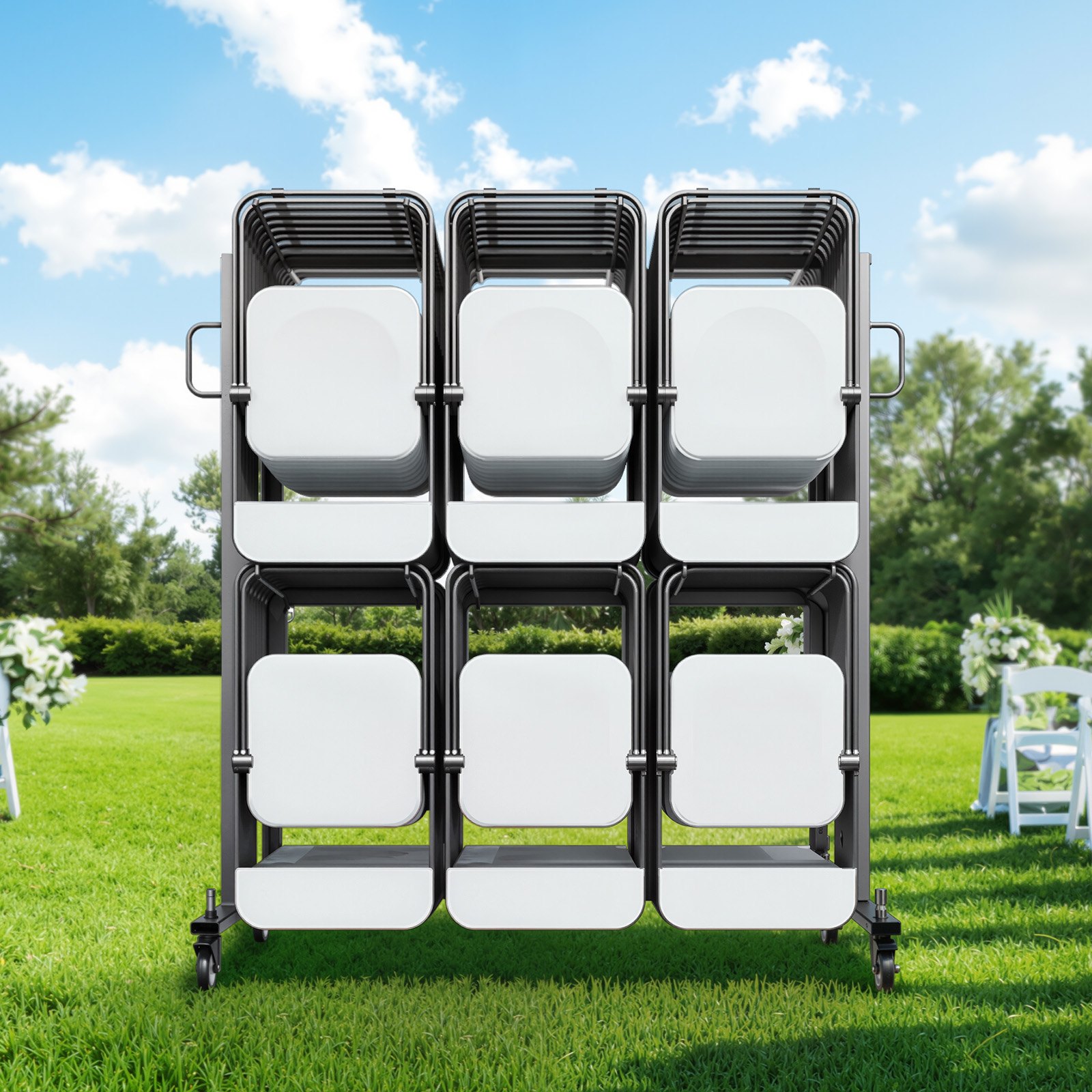 VEVOR Folding Chair Rack, 800 LBS Capacity, Heavy-duty Chair Cart for ...
