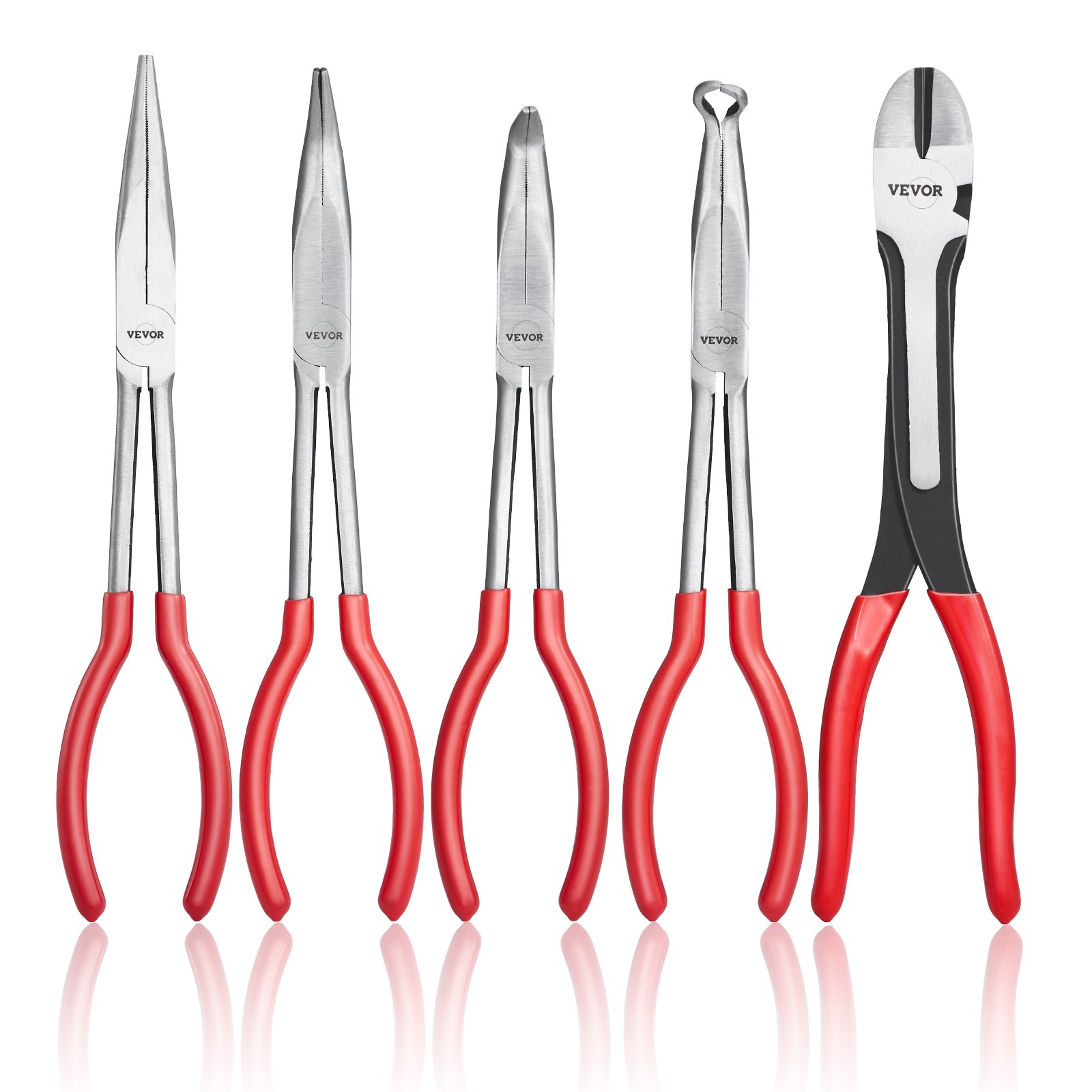 VEVOR 5 Pcs Needle Nose Pliers 11 inch Long Needle Nose Plier Set with ...