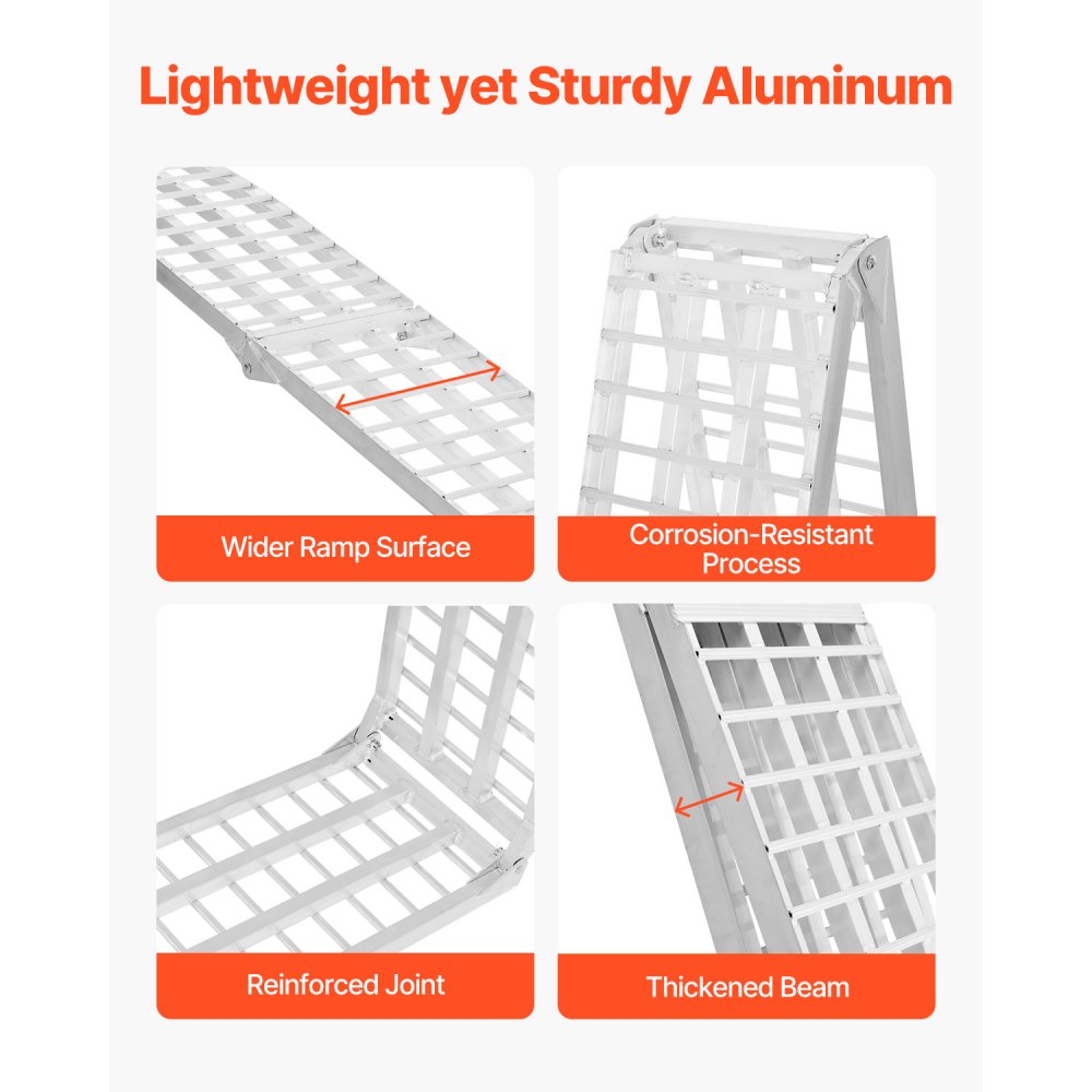 VEVOR Aluminum Ramps, 1000 lbs, 1Pcs Heavy-duty Ramps with Wider Ramp ...