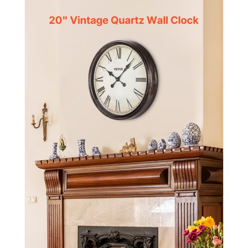 Wall Clock 20 in Roman Numerals Battery Operated Silent Clocks for ...