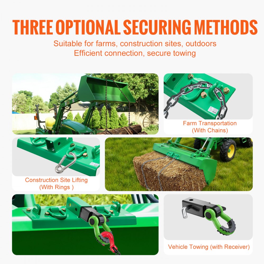 VEVOR 5/16" Tractor Bucket Hooks Grade 70 Steel Grab Hooks Heavy Duty ...