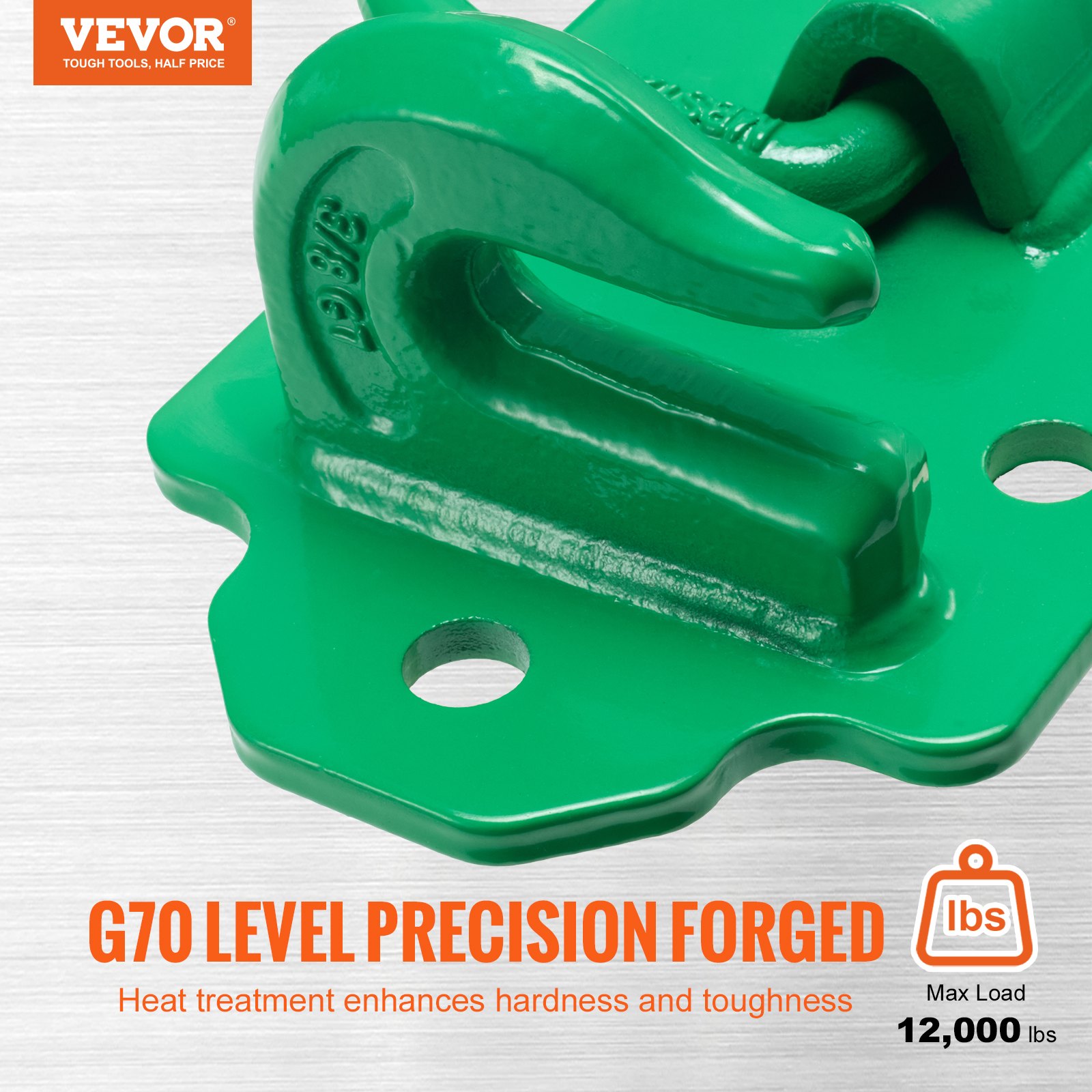 VEVOR 3/8" Tractor Bucket Hooks with Tie Down Ring, Grade 70 Forged ...
