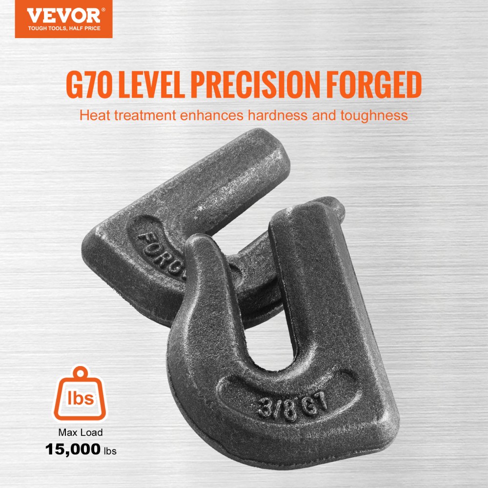 VEVOR Weld-on Grab Chain Hooks 3/8" Tow Hook G70 Forged Steel Tractor ...