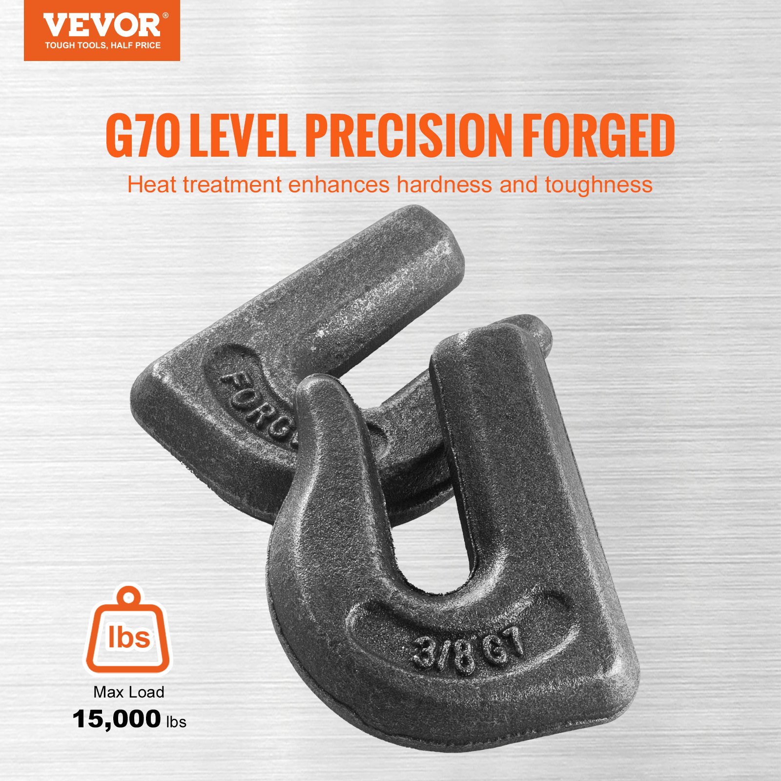 VEVOR Weld-on Grab Chain Hooks 3/8" Tow Hook G70 Forged Steel Tractor ...