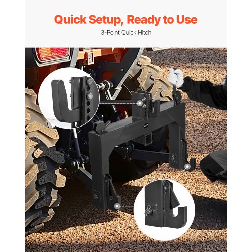 3-Point Quick Hitch with 2" Receiver Category 1 & 2 Tractor Hitch ...