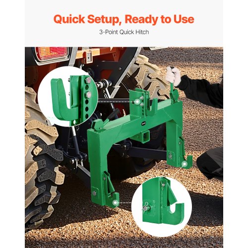 3-Point Quick Hitch with 2" Receiver Category 1 & 2 Tractor Hitch ...