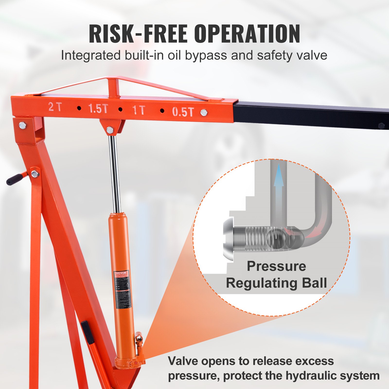 VEVOR Hydraulic Long Ram Jack, 4 Ton Engine Hoist Cylinder with Single ...
