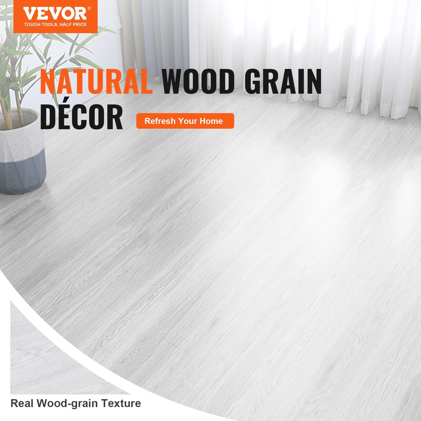 VEVOR Self Adhesive Vinyl Floor Tiles 390 x 23.6 inch, 1.5mm Thick Peel ...