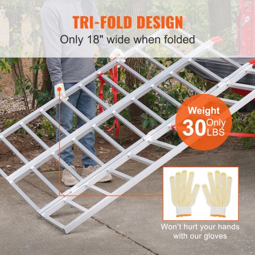 VEVOR Tri-Fold Aluminum Loading Ramp 1500 lbs 77" x 54" for Tractors ...