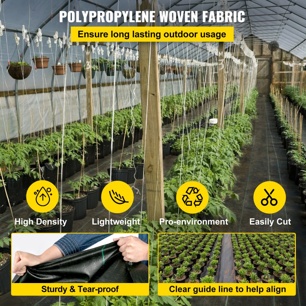 VEVOR 3FTx300FT Premium Weed Barrier Fabric Heavy Duty 3.2OZ, Woven ...